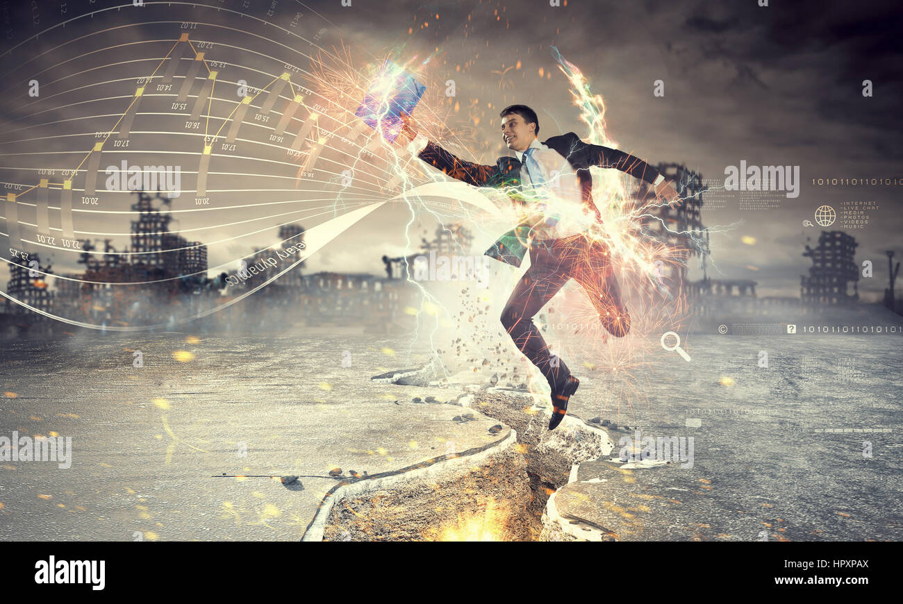 Jumping over crack hi-res stock photography and images - Alamy