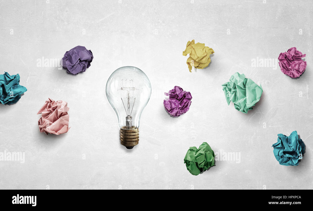 Great idea concept with crumpled office paper Stock Photo - Alamy