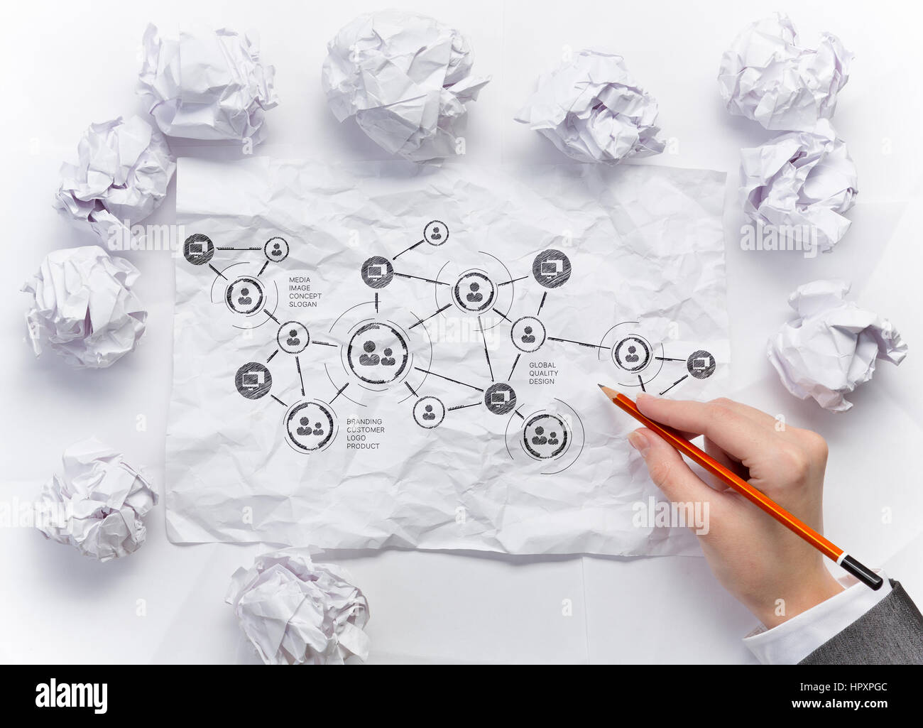 Creative idea concept with hand drawing business strategy on sheet of ...