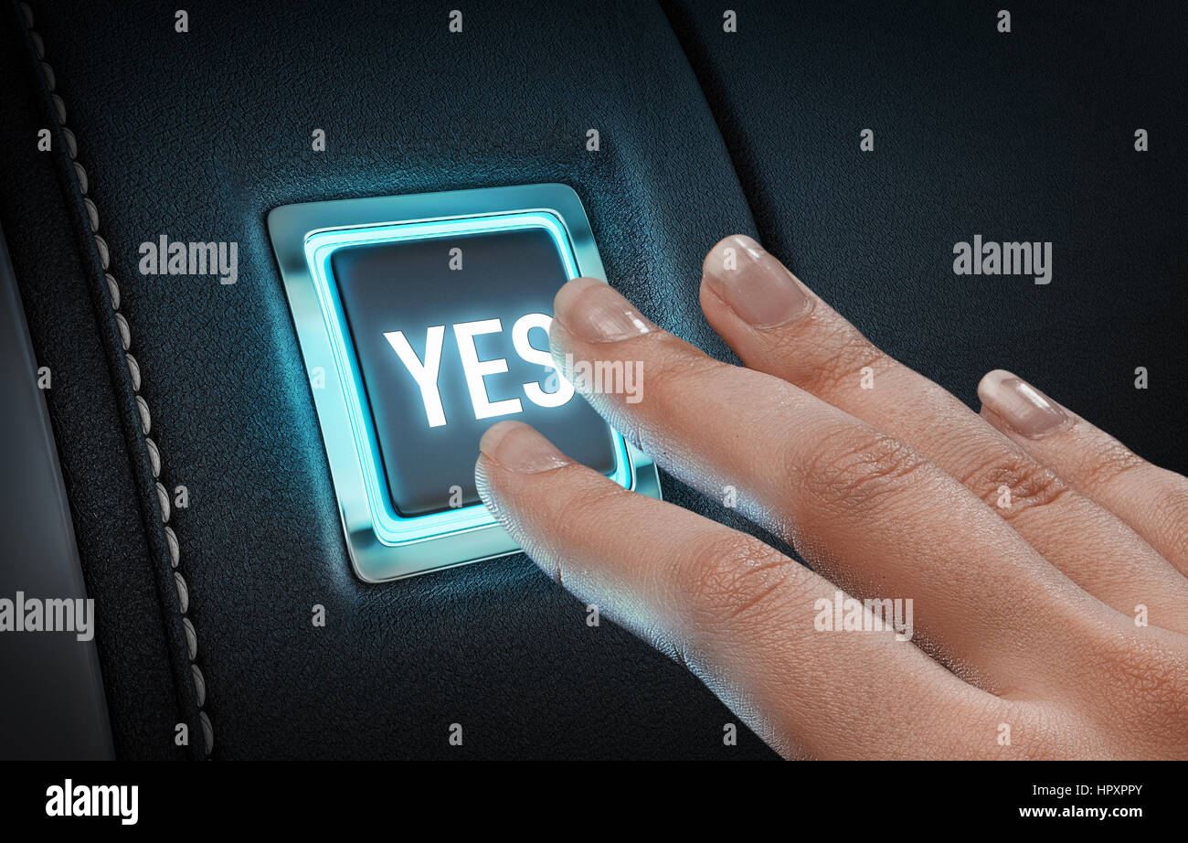 Close of hand pushing glowing blue button Stock Photo - Alamy