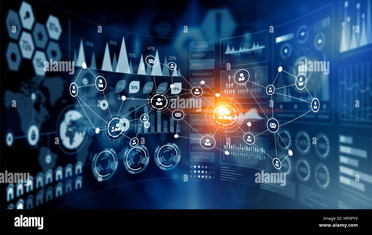 Digital interface background with graphs and diagrams. 3D rendering ...
