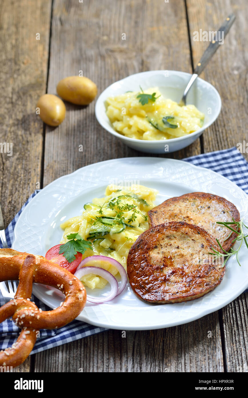 Bavarian food: Fried slices of sausage with pieces of pig spleen (so ...