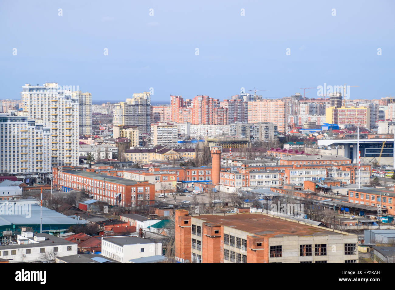City landscape. The view from the heights of the 24th floor. Krasnodar ...