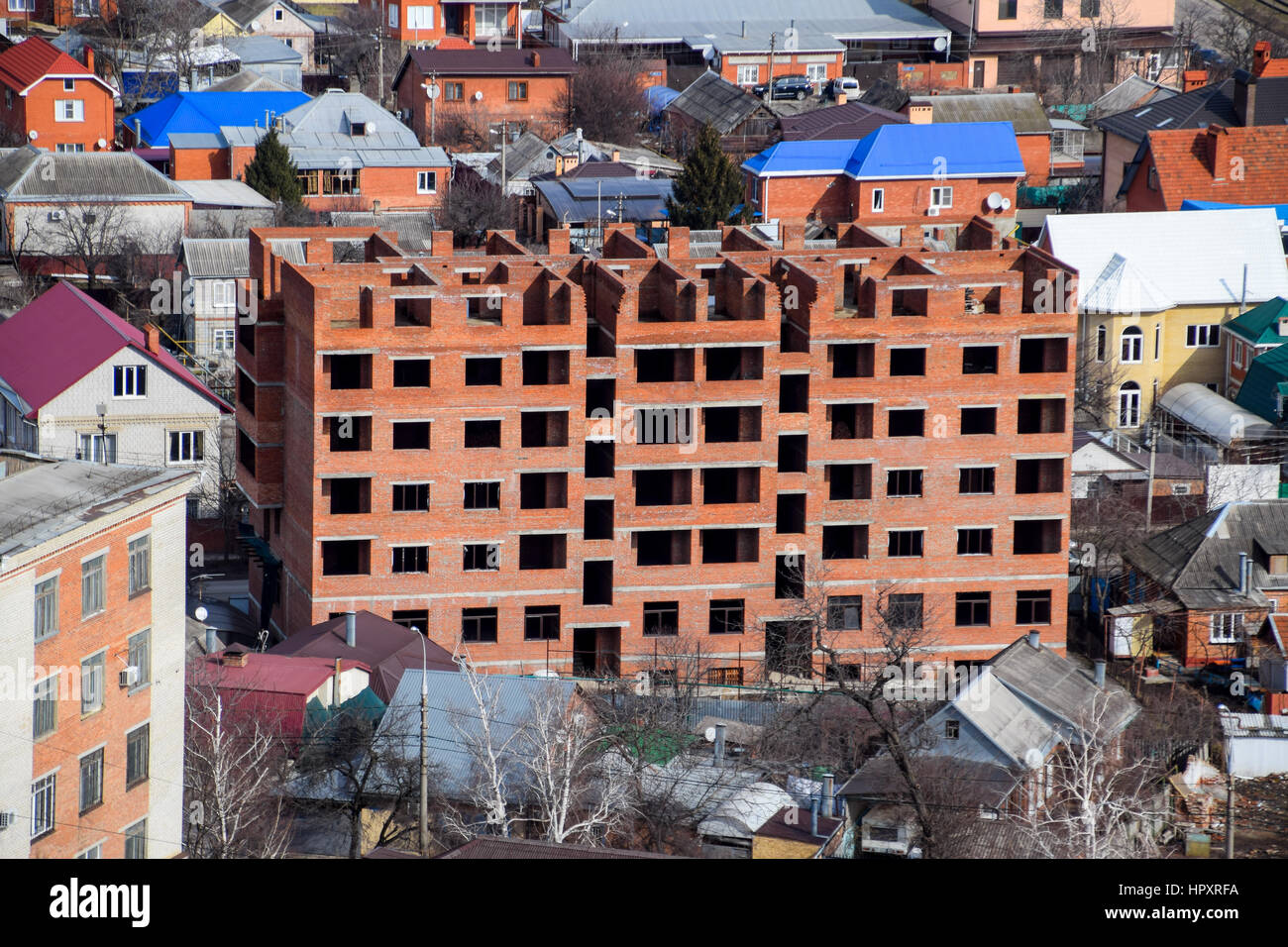 City landscape. The view from the heights of the 24th floor. Krasnodar ...