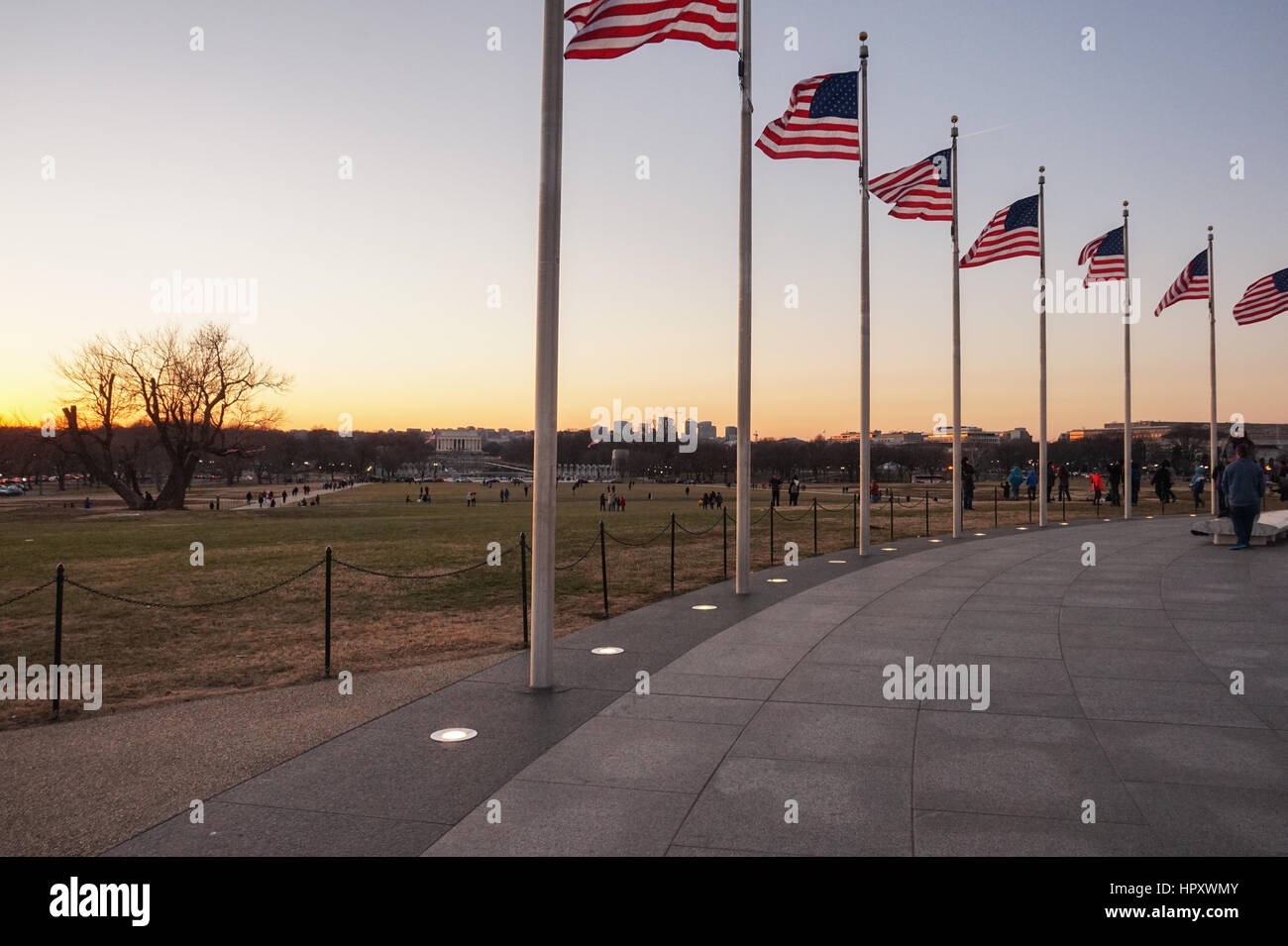 American flags at the base of the washington monument hi-res stock ...