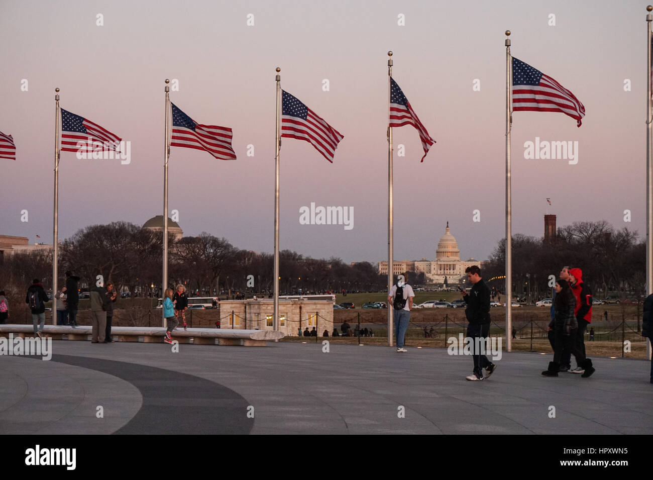 American flags at the base of the washington monument hi-res stock ...