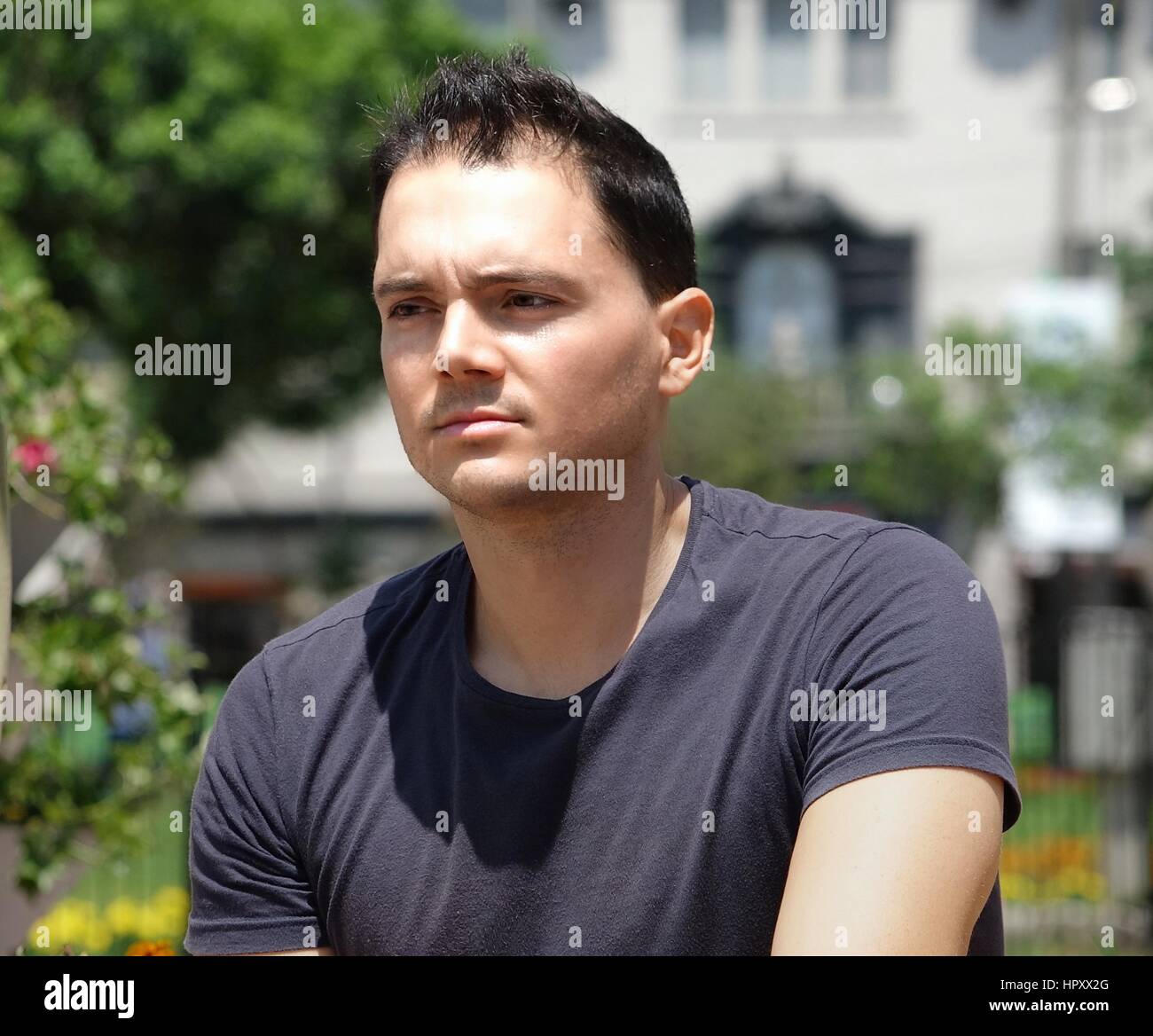Serious Man Gazing Stock Photo - Alamy