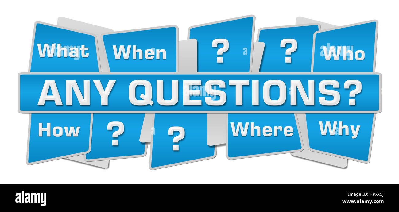 Any Questions Blue Squares Top Bottom Stock Photo - Alamy