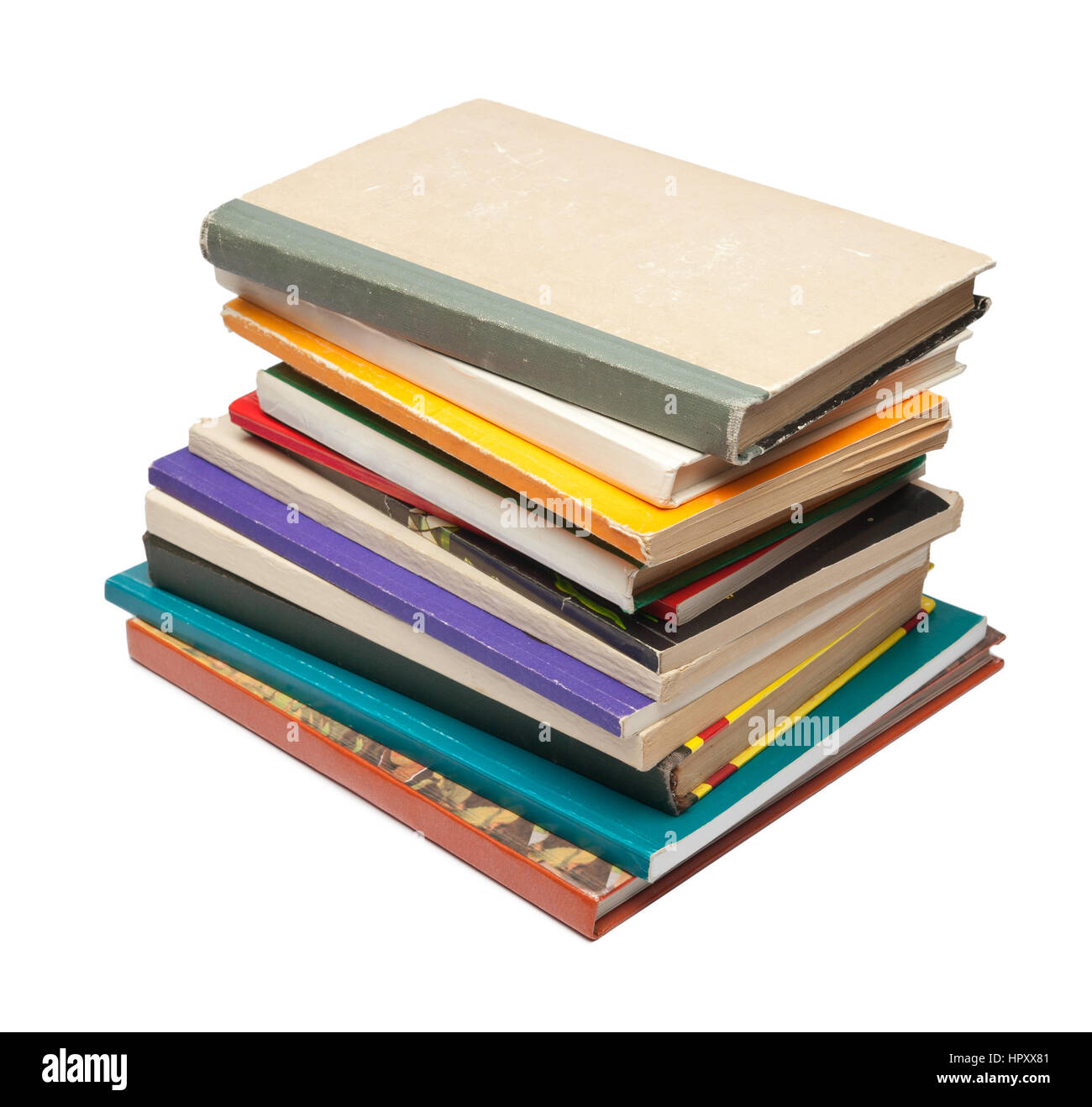 Stack of old books isolated on white background Stock Photo - Alamy