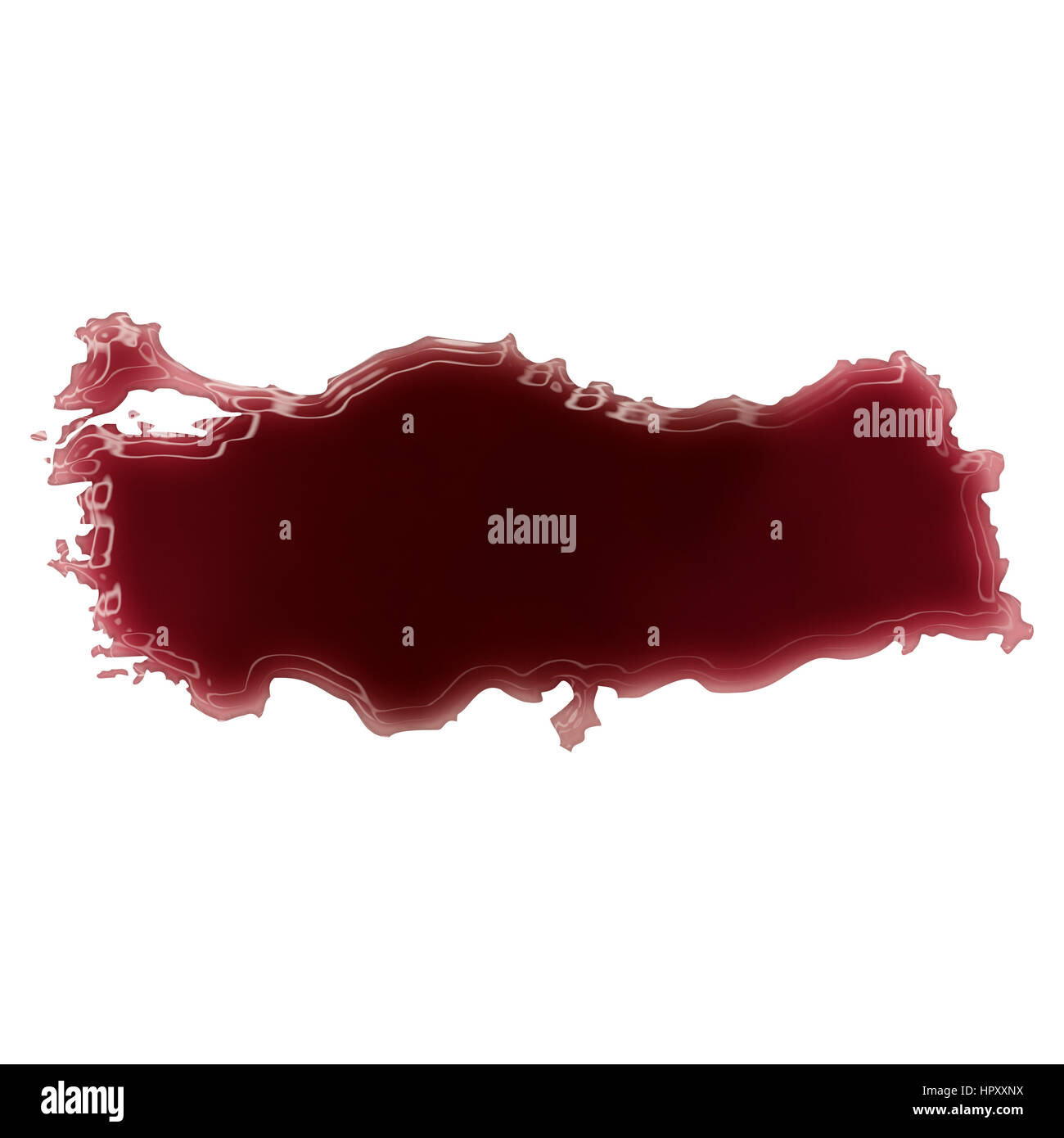 Pool of blood (or wine) that formed the shape of Turkey. (series Stock ...