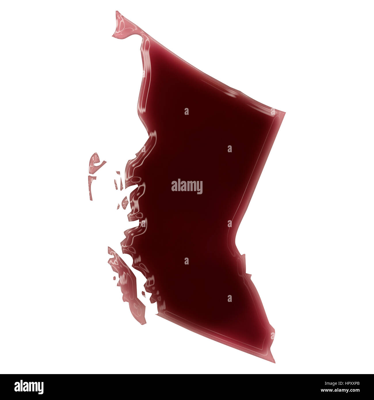 Pool of blood (or wine) that formed the shape of British Columbia ...