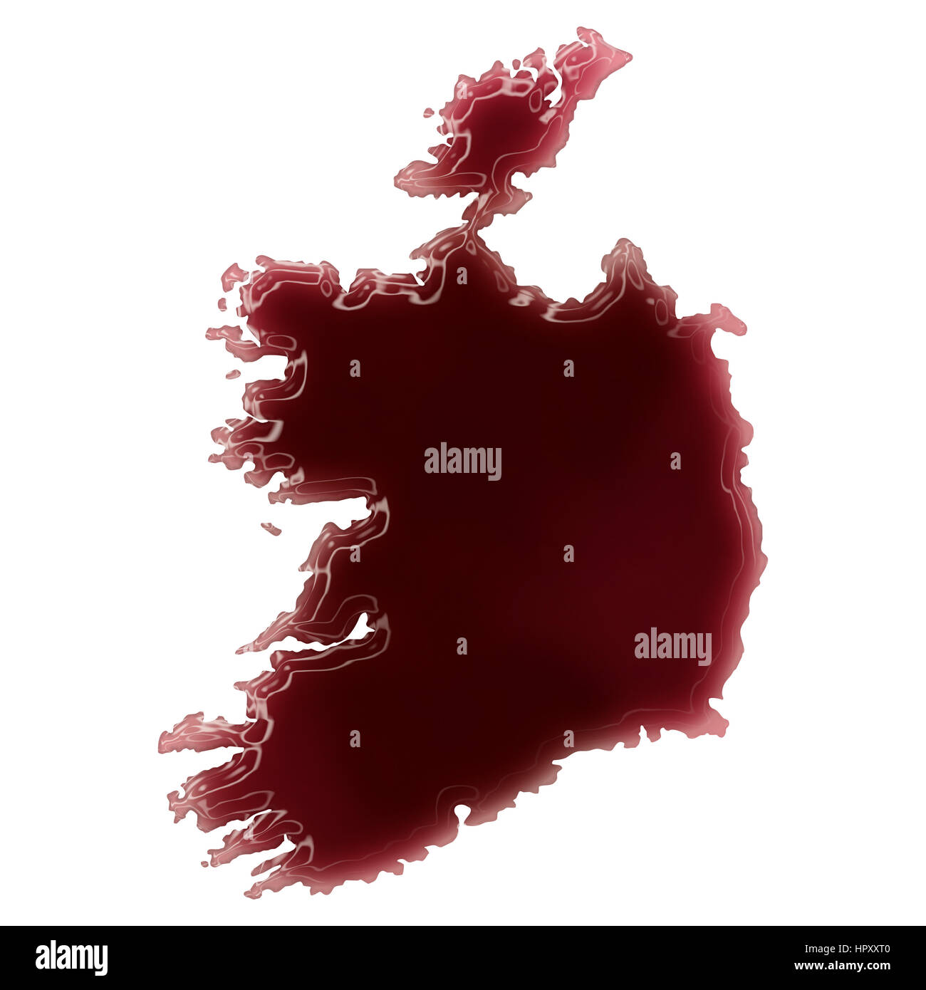 Pool of blood (or wine) that formed the shape of Ireland. (series Stock ...