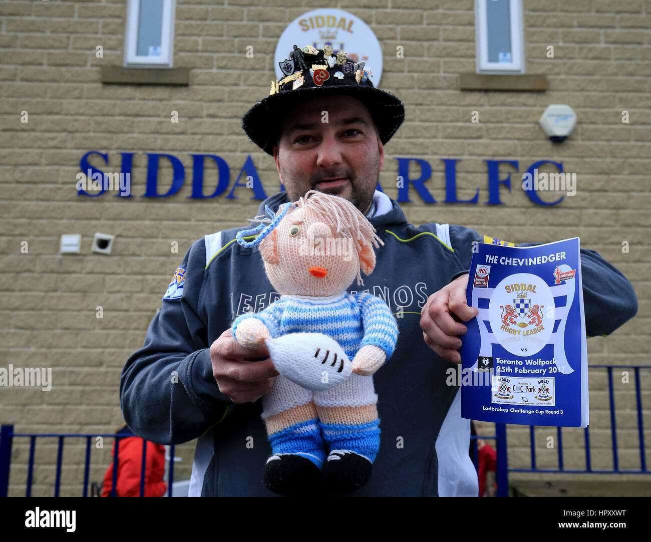 A Siddal ARLFC fan shows his support during the Ladbrokes Challenge Cup ...