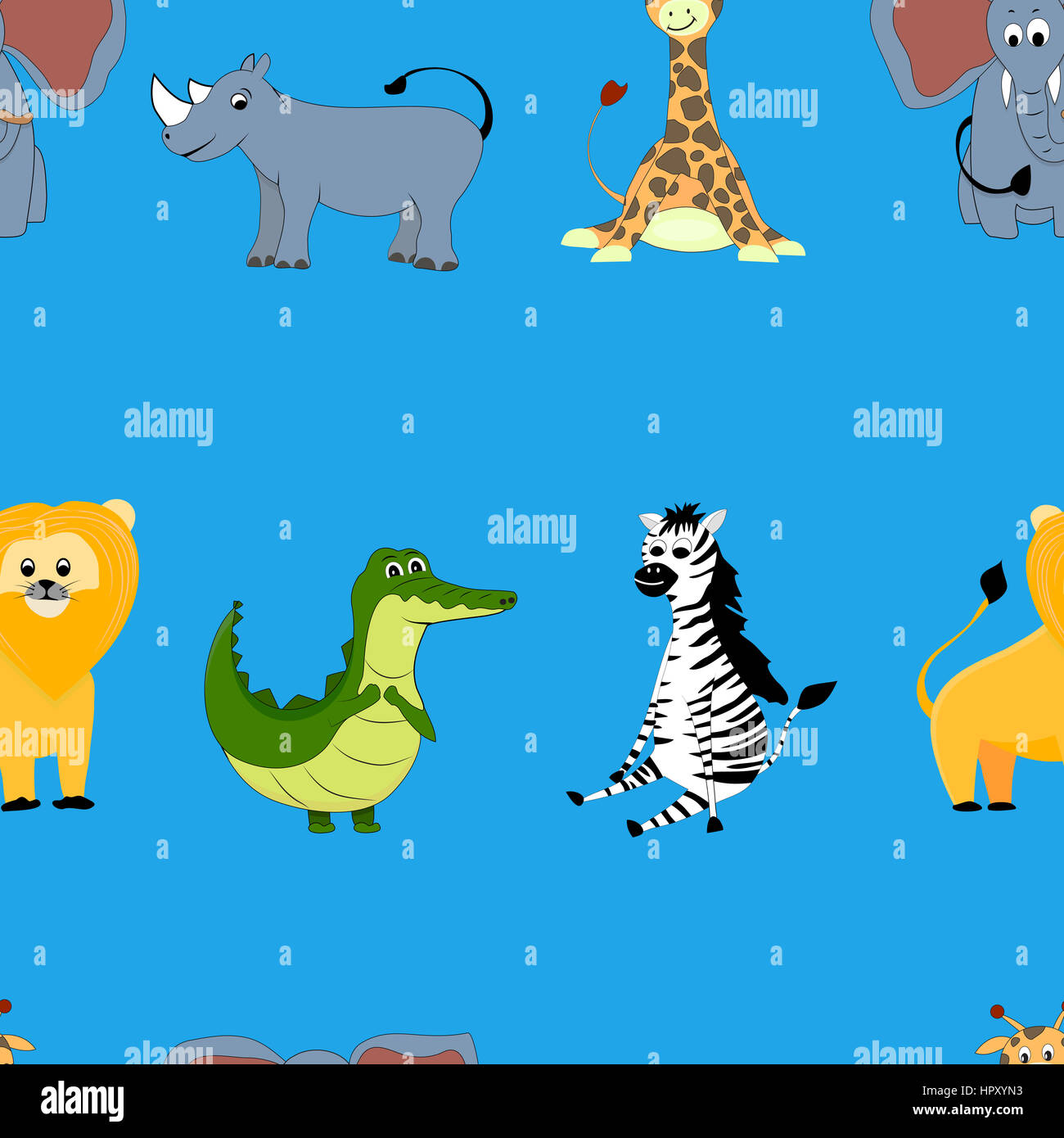 African animals seamless pattern vector cartoon, african mammal drawing ...