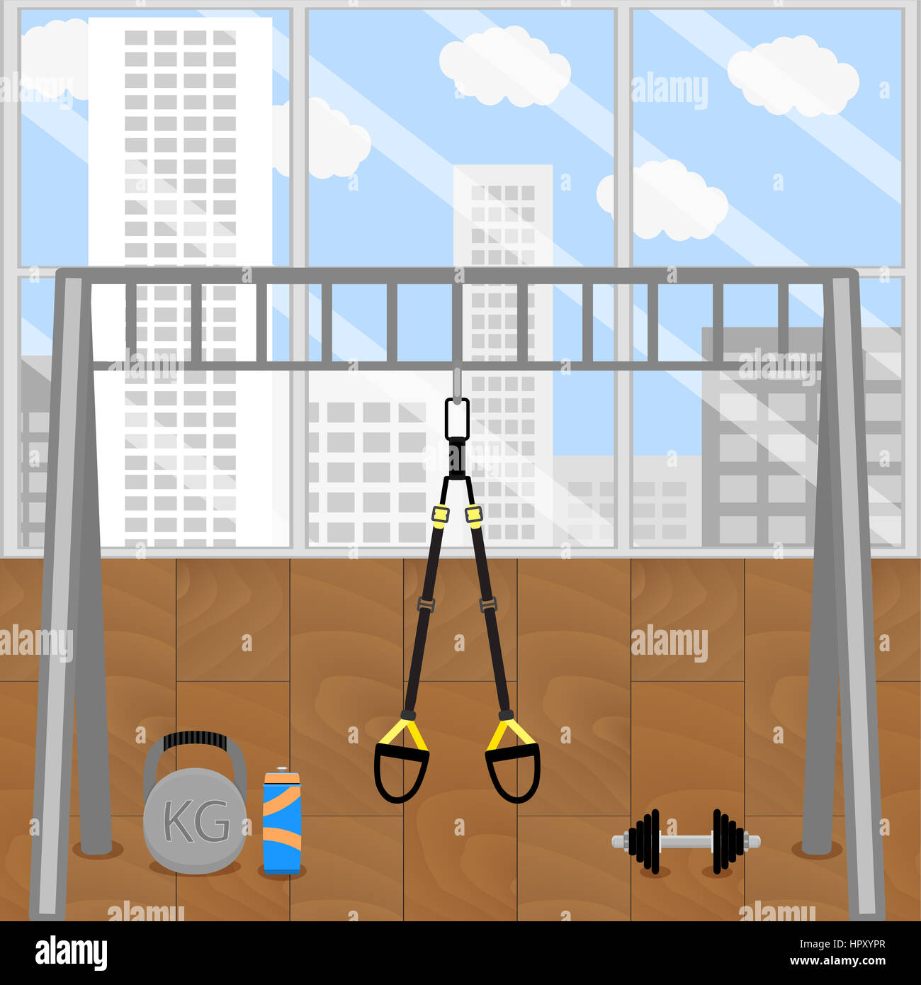 Modern gym with trx. Exercise for fitness and training. Vector ...