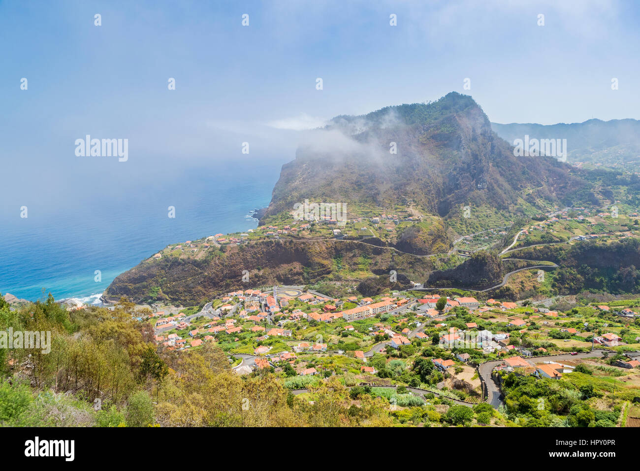 The northern coast of Faial with Penha da Águia seen from the Miradouro ...
