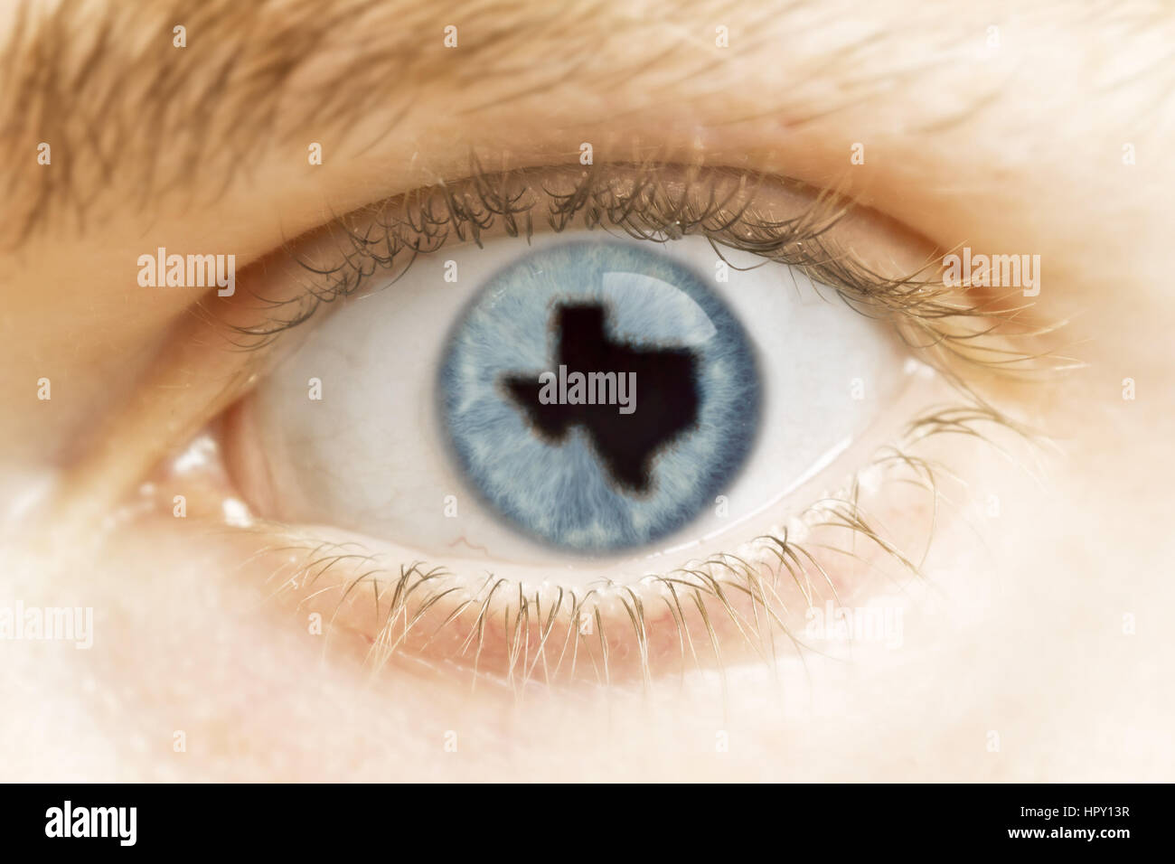 A close-up of an eye with the pupil in the shape of Texas.(series Stock ...