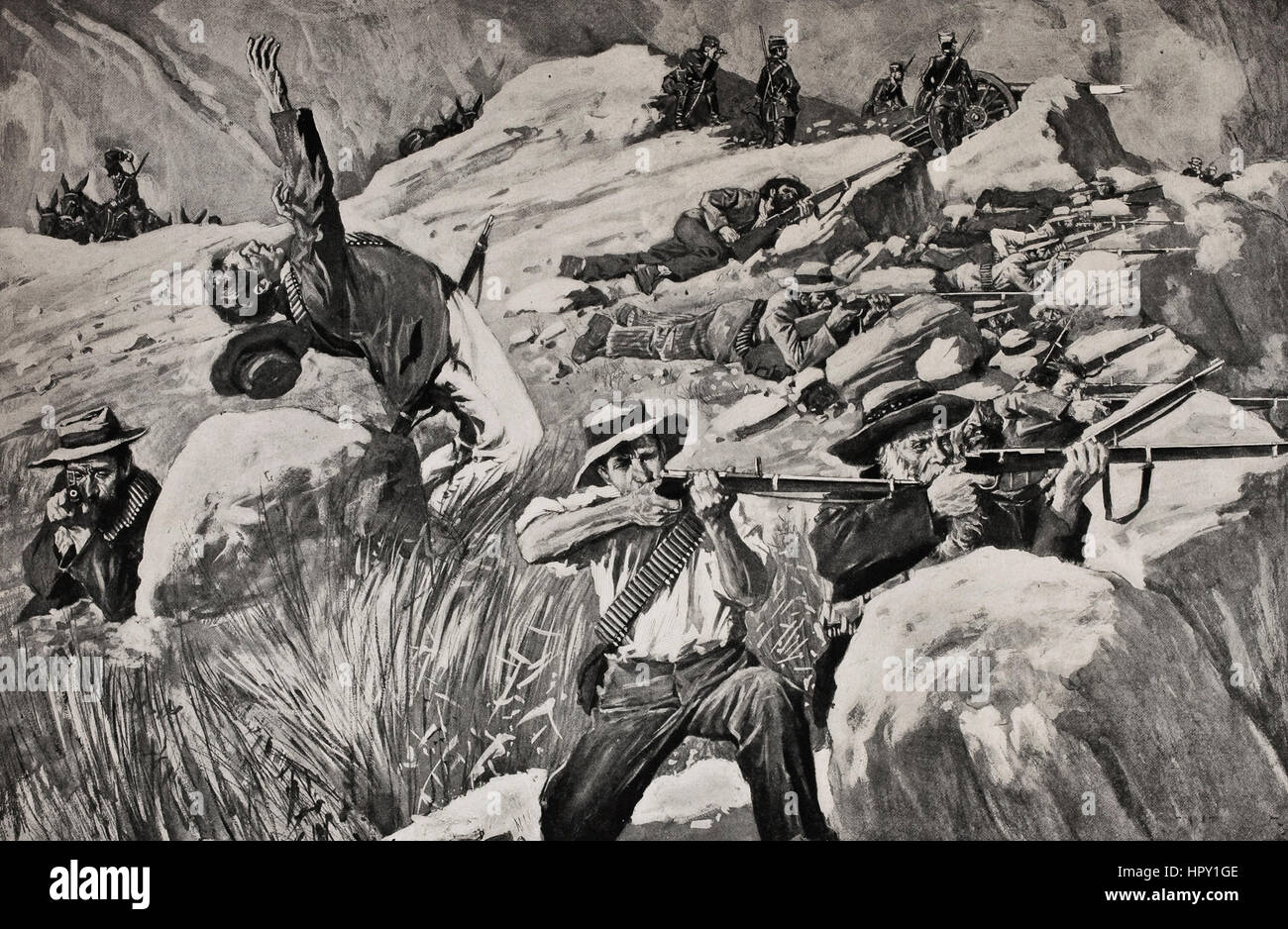 Boers under General Jan Kock resisting the charge of the British ...
