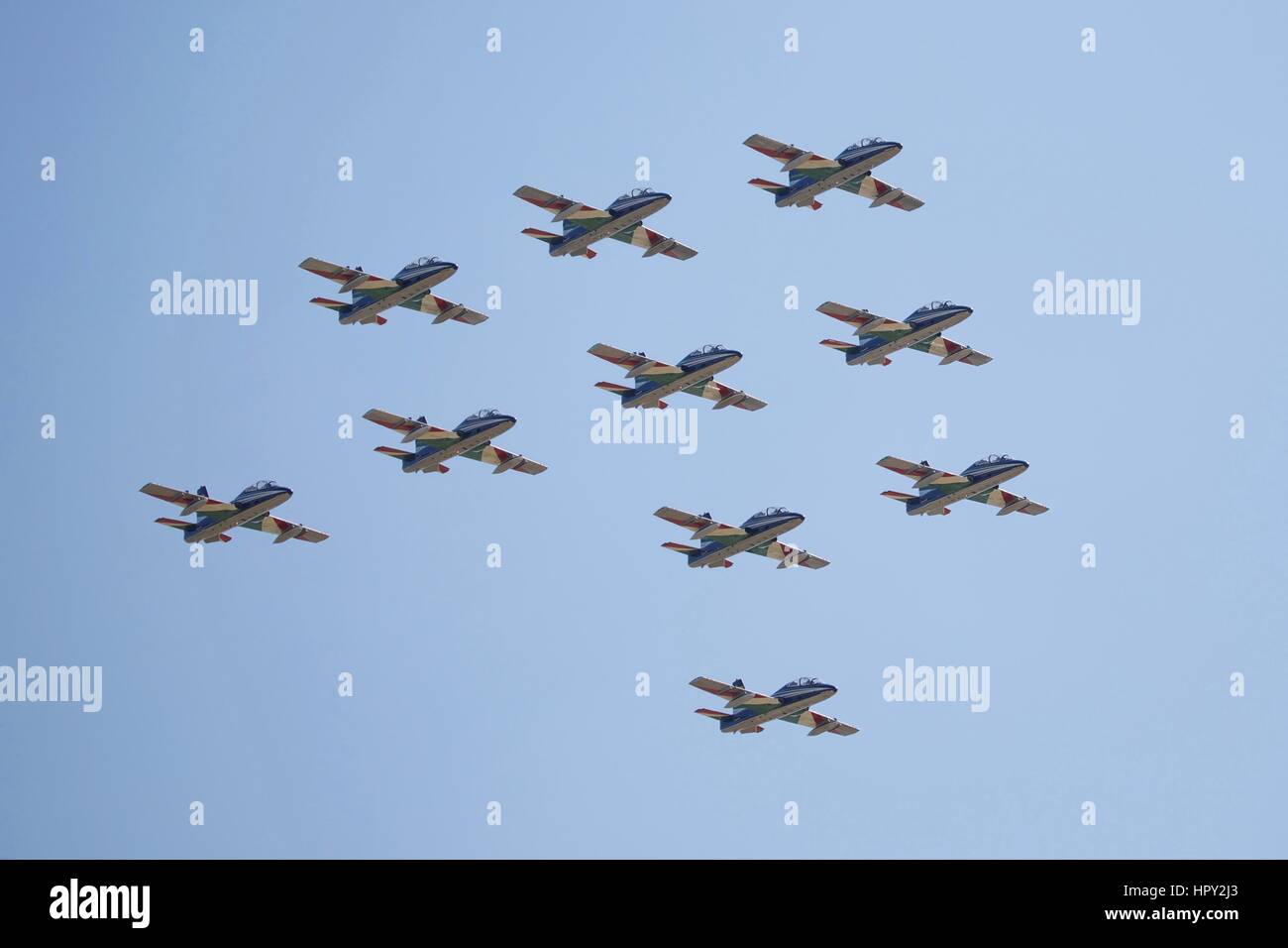 Italian Air Force aerobatic display team Frecce Tricolori Stock Photo ...