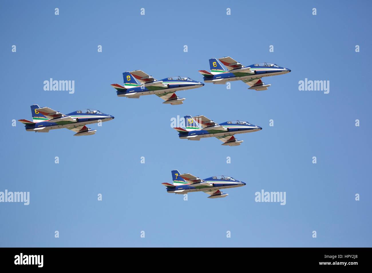 Italian Air Force aerobatic display team Frecce Tricolori Stock Photo ...