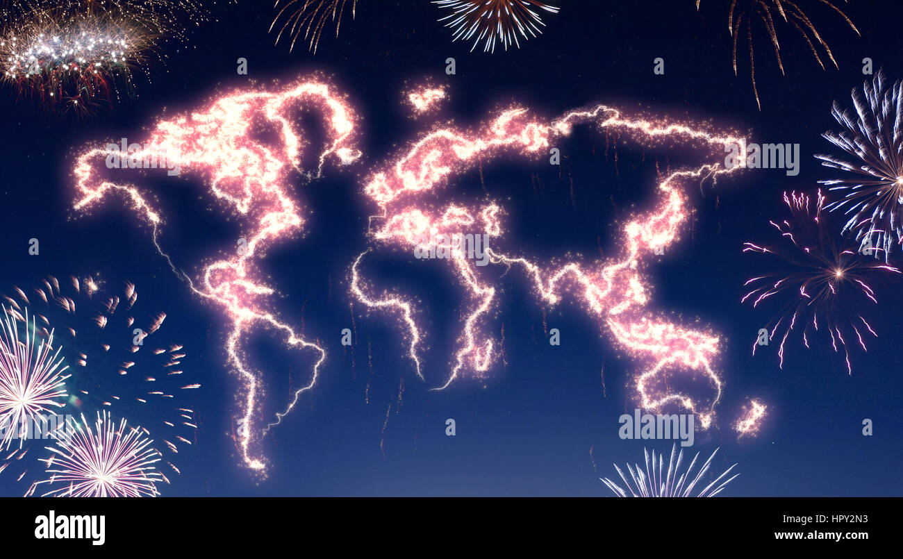 A dark night sky with a sparkling red firecracker in the shape of the ...