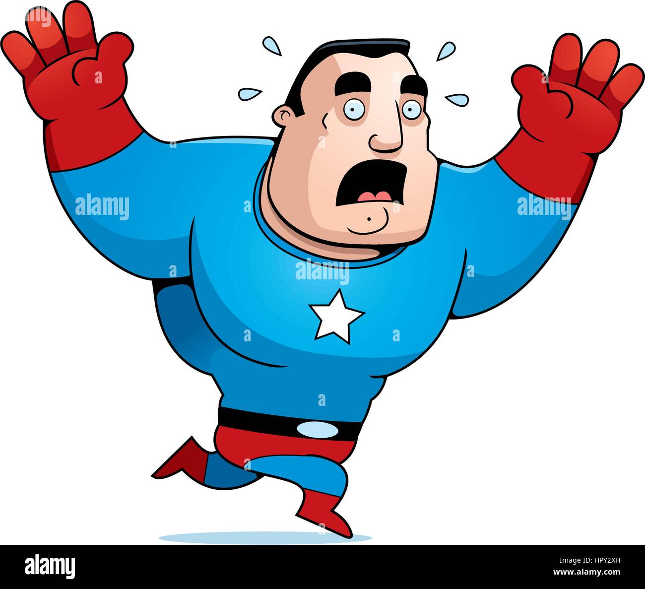 A cartoon superhero sweating and running scared Stock Vector Image ...