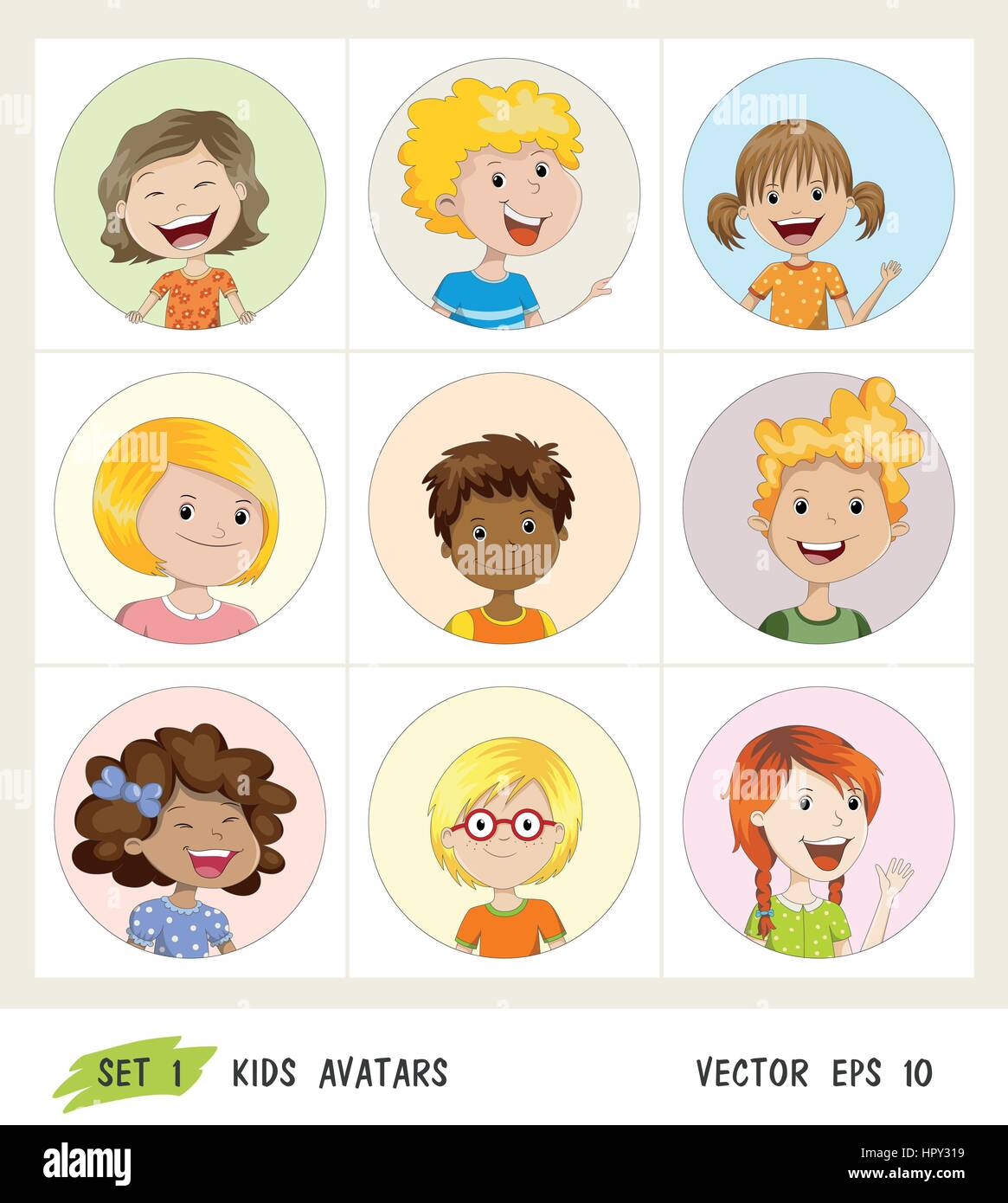 Set of kids avatar icons Stock Vector Image & Art - Alamy