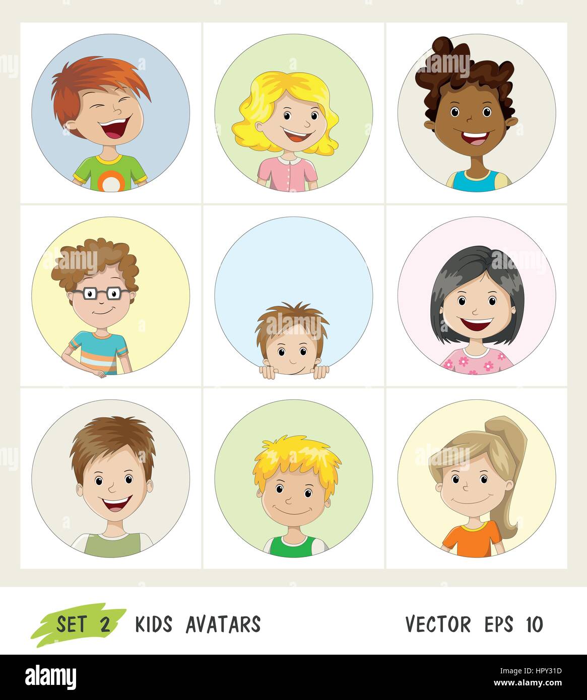 Set of kids avatar icons Stock Vector Image & Art - Alamy