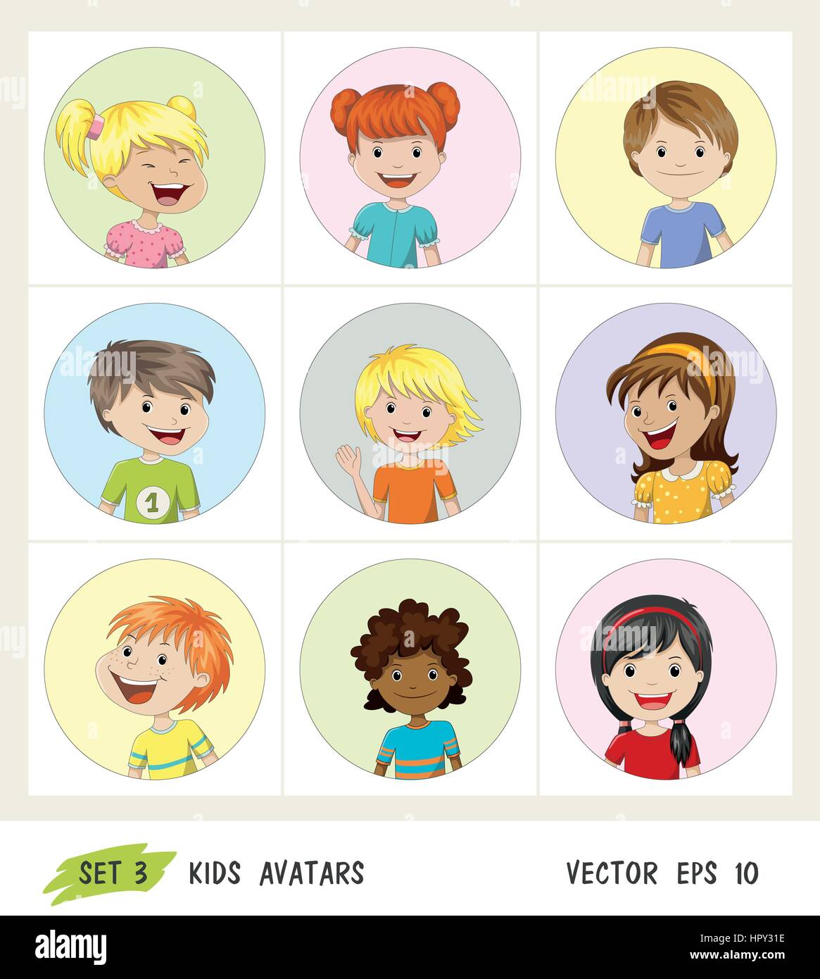 Set of kids avatar icons Stock Vector Image & Art - Alamy