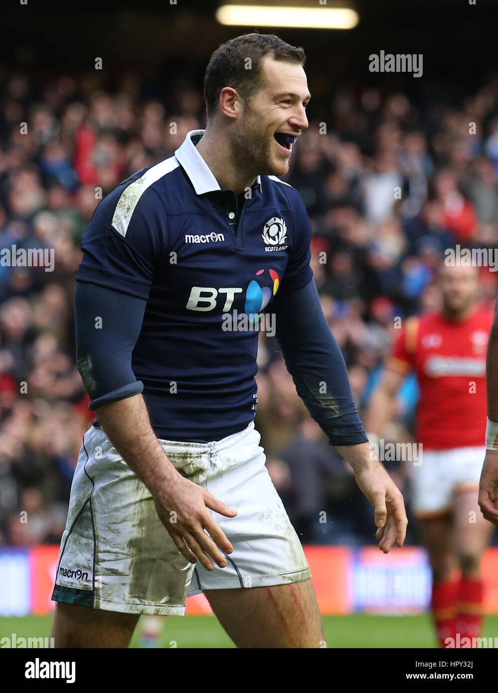 Scotlands tim visser celebrates scoring his try hi-res stock ...