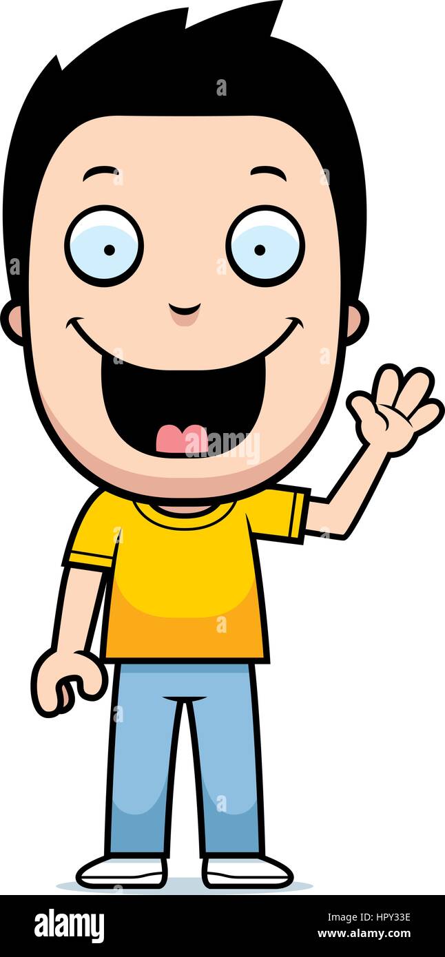 A happy cartoon boy waving and smiling Stock Vector Image & Art - Alamy