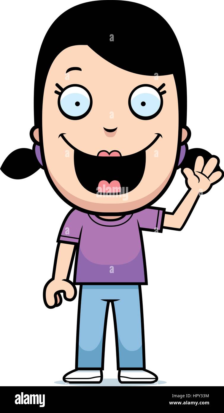 A happy cartoon girl waving and smiling Stock Vector Image & Art - Alamy