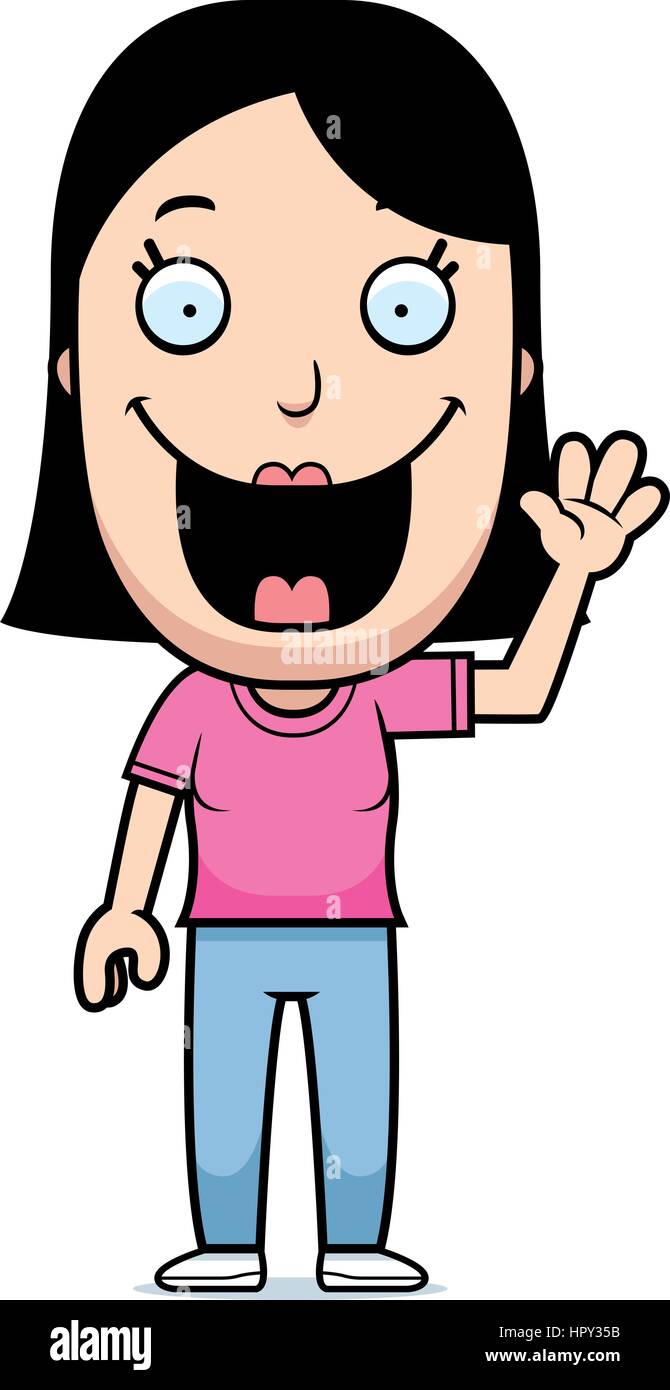 A happy cartoon woman waving and smiling Stock Vector Image & Art - Alamy
