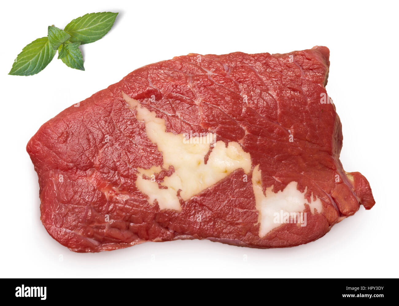 Raw meat (roast beef) and fat composed into it in the shape of ...