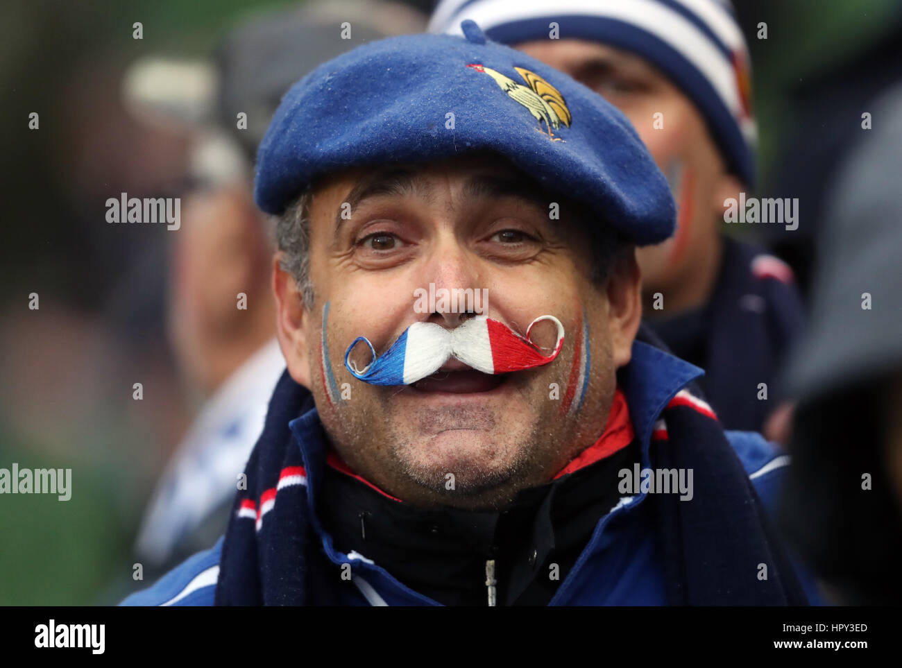 A France fan before the RBS 6 Nations match at the Aviva Stadium ...