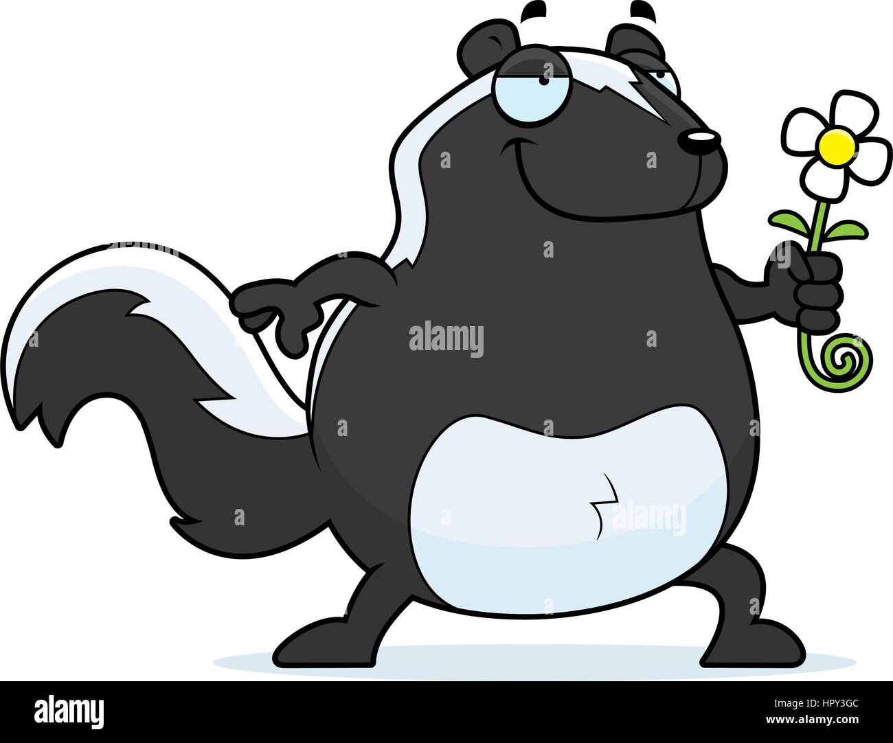 A happy cartoon skunk with a flower Stock Vector Image & Art - Alamy