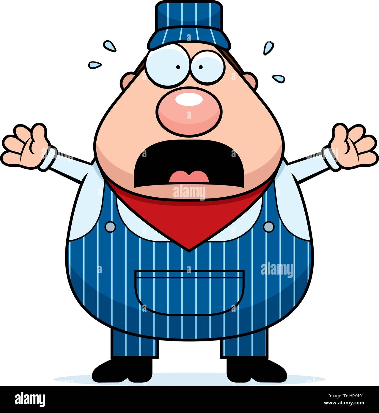 A cartoon train conductor worried and panicking Stock Vector Image ...