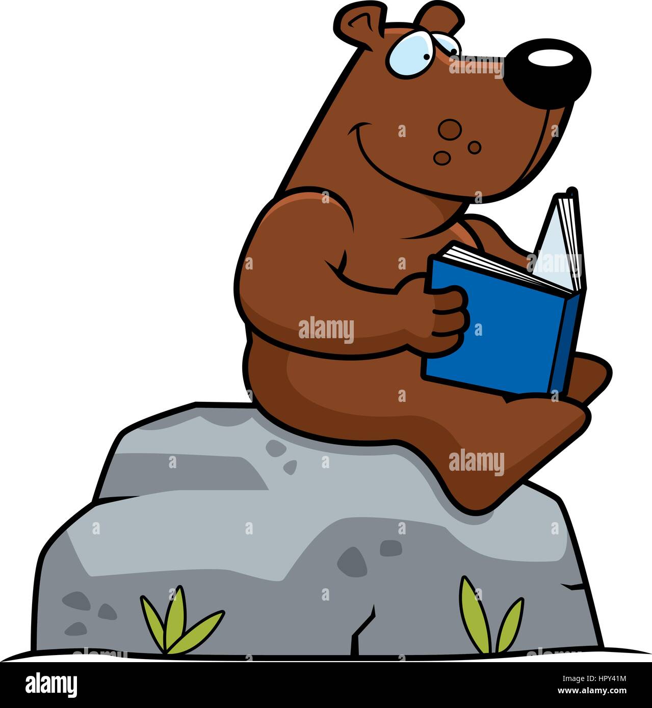 A cartoon bear reading a book on a rock Stock Vector Image & Art - Alamy