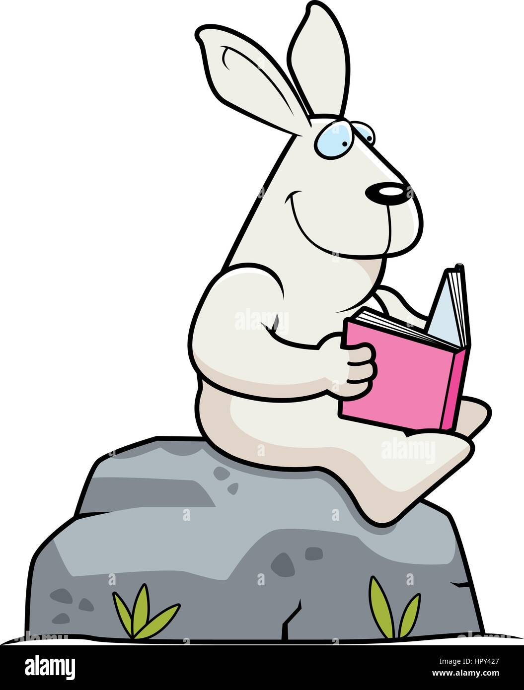 A cartoon rabbit reading a book on a rock Stock Vector Image & Art - Alamy
