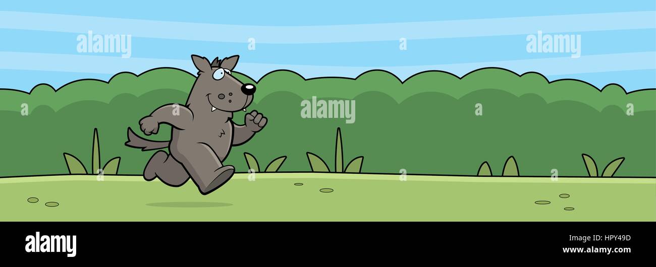 A cartoon wolf running on a seamless forest background Stock Vector ...