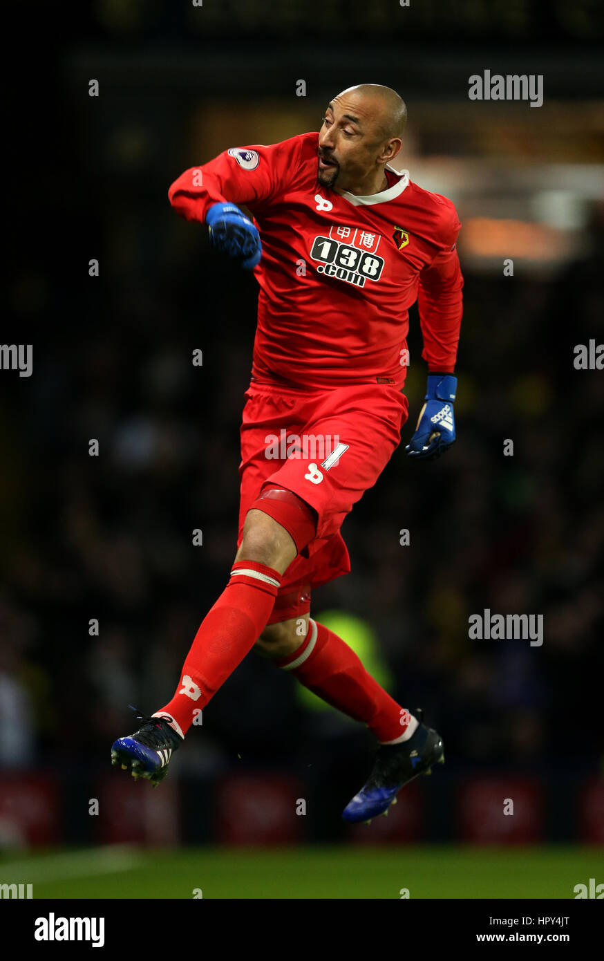 Watford goalkeeper Heurelho Gomes celebrates Troy Deeney's first goal ...