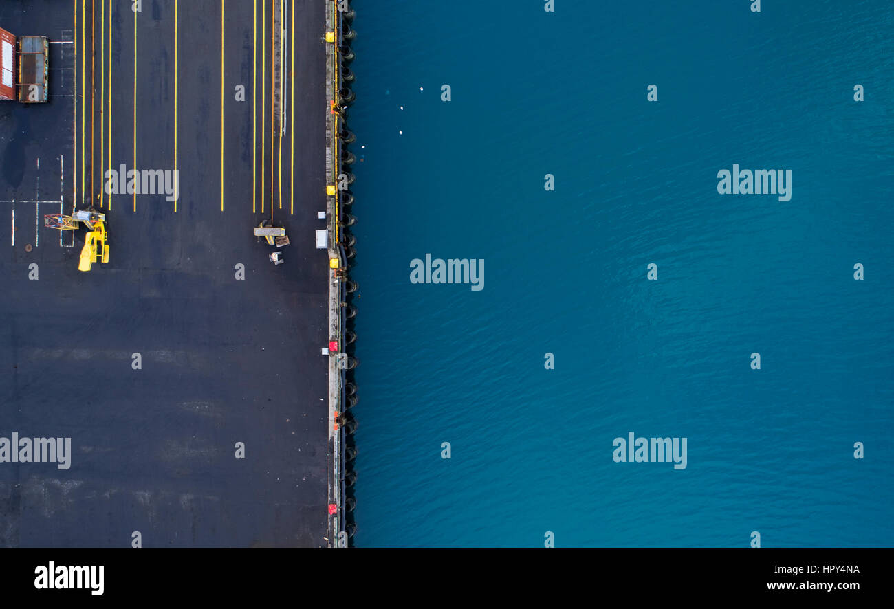 Aerial image of industrial dock area Stock Photo - Alamy