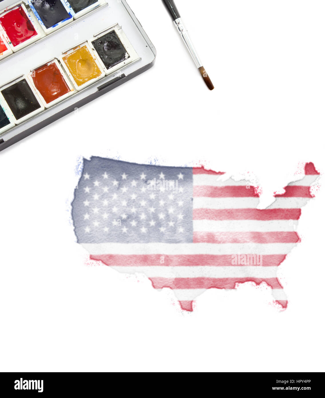 Watercolor usa map hi-res stock photography and images - Alamy