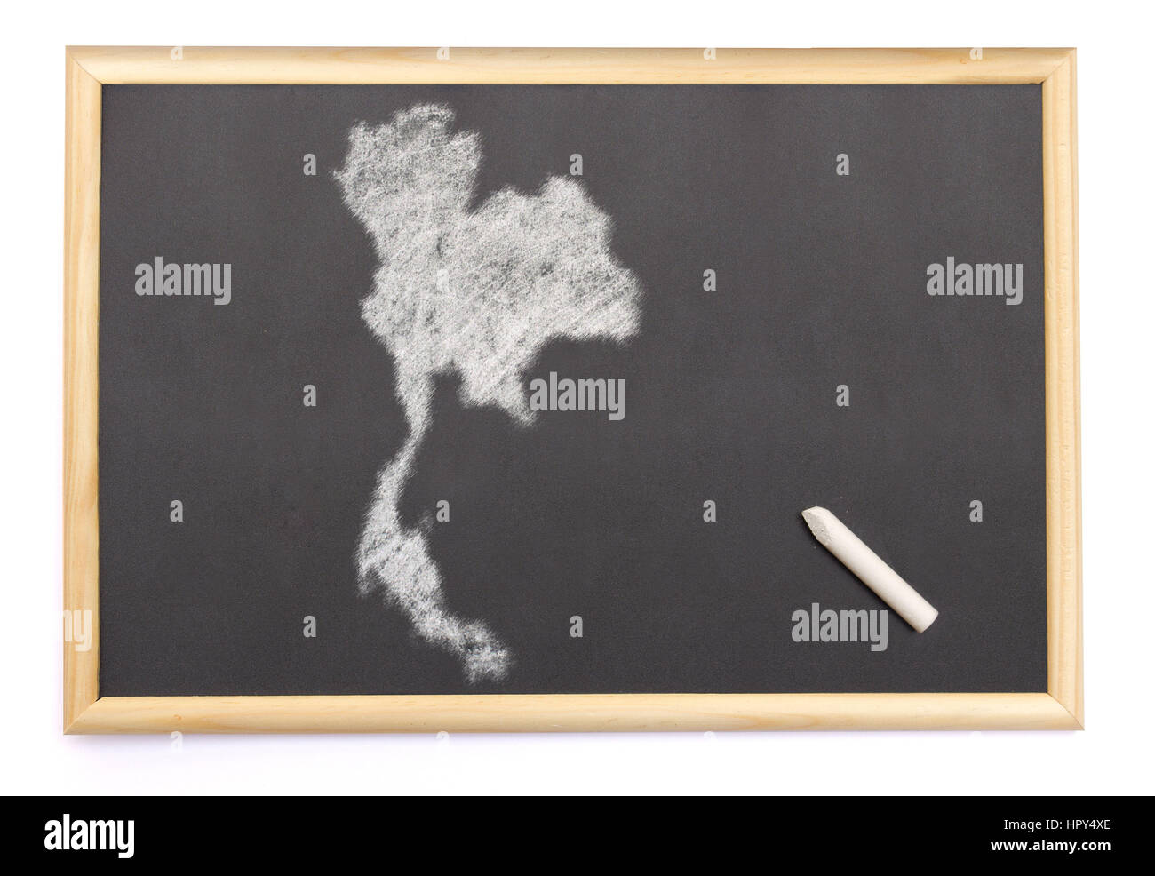 Blackboard with a chalk and the shape of Thailand drawn onto. (series ...