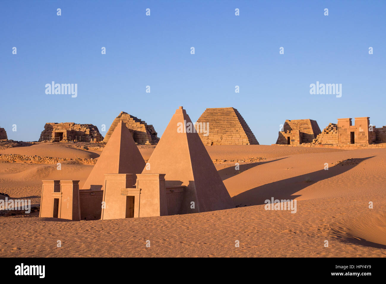 Meroe pyramids at sunrise. Meroe, Sudan Stock Photo - Alamy