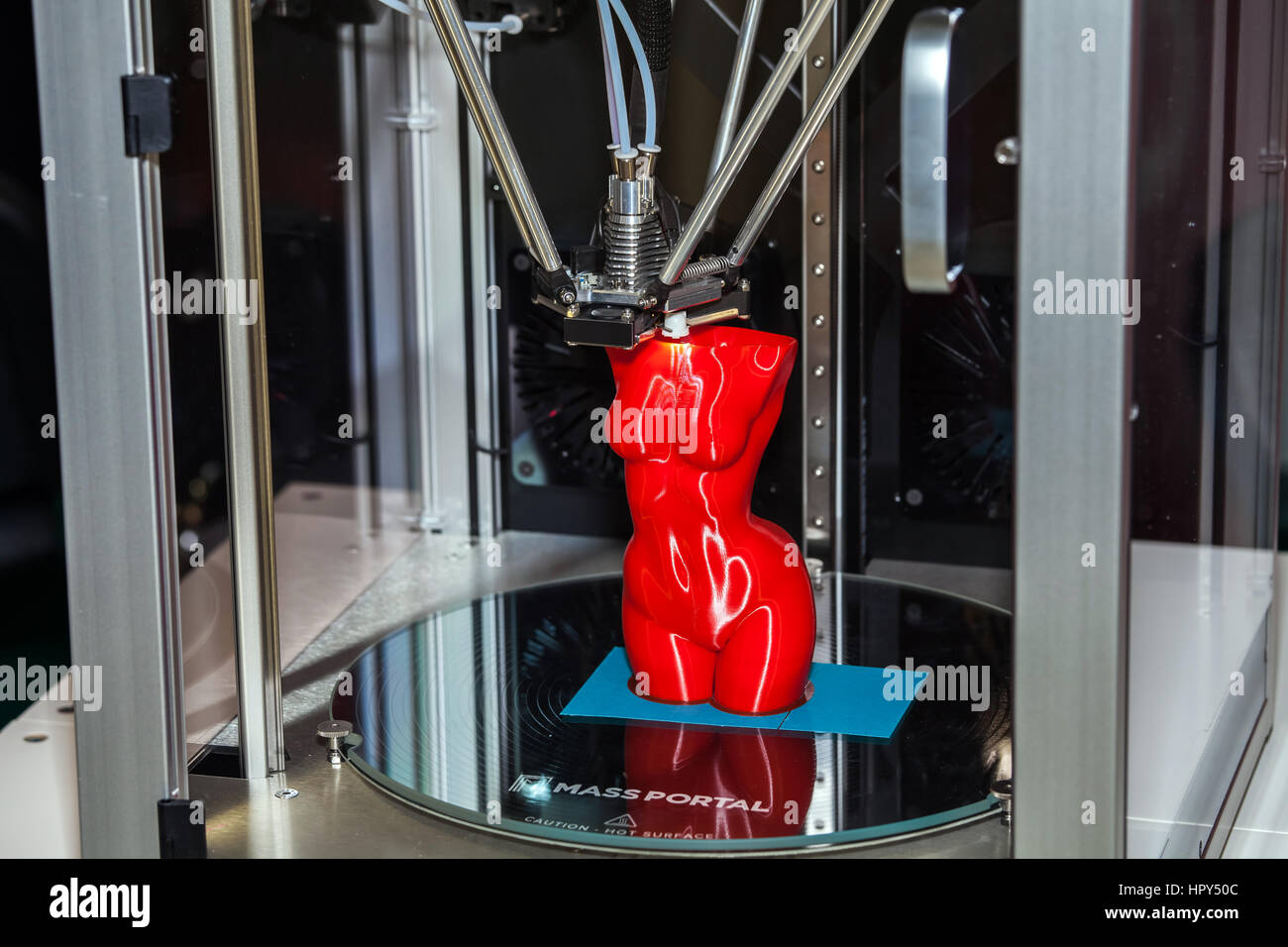 Moscow, Russia - November, 2016: 3d printer printing. Close up process ...