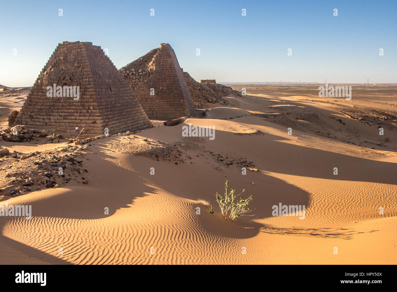 Meroe pyramids at sunrise. Meroe, Sudan Stock Photo - Alamy