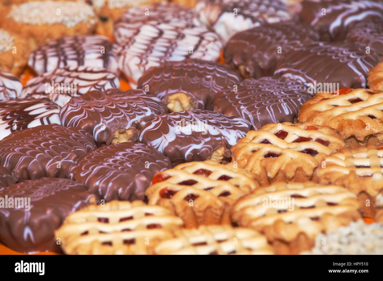 Background of different cookies. Pattern of many cookies Stock Photo ...