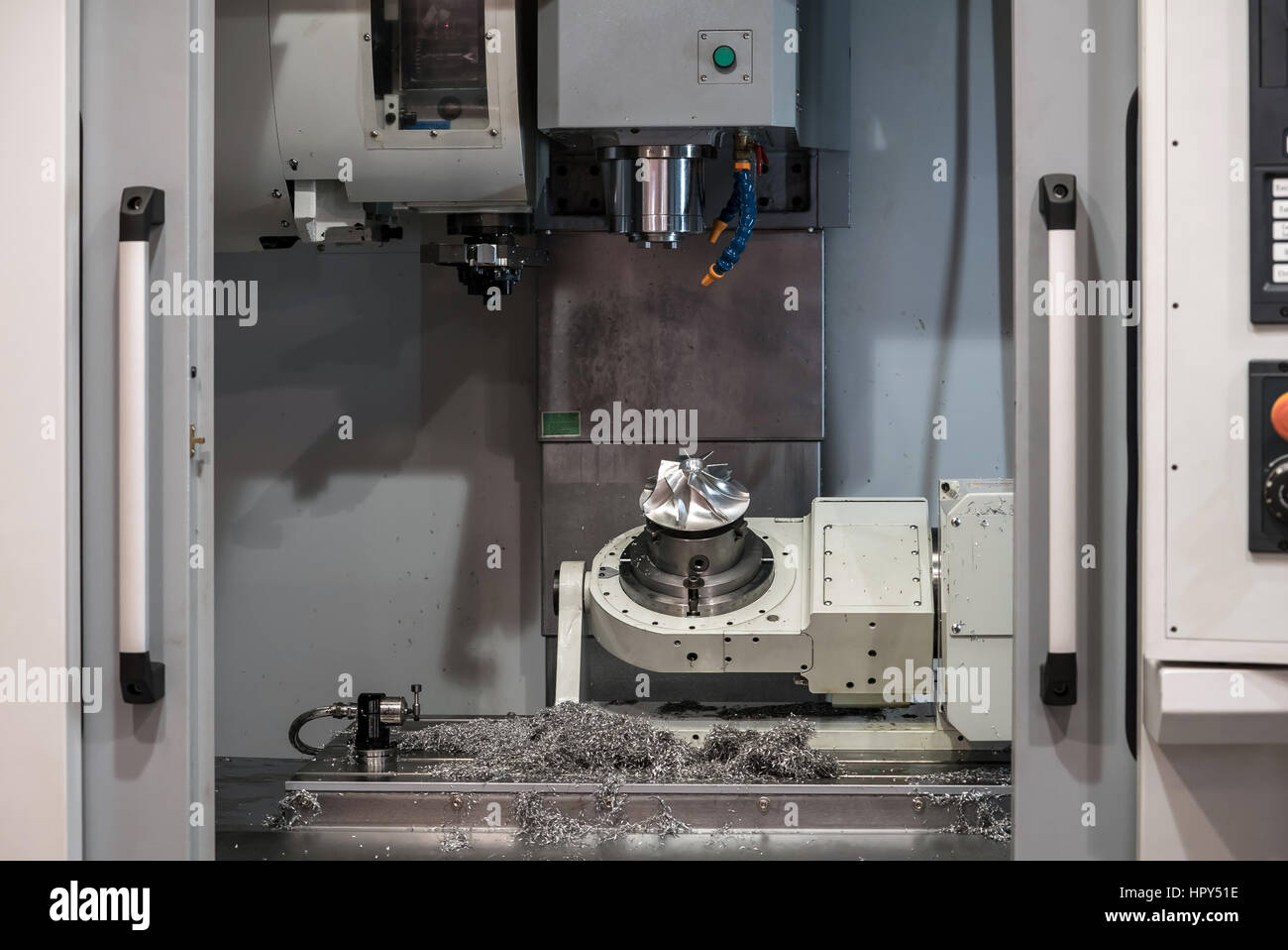 Fast, precise and productive gang type CNC turning center Stock Photo ...