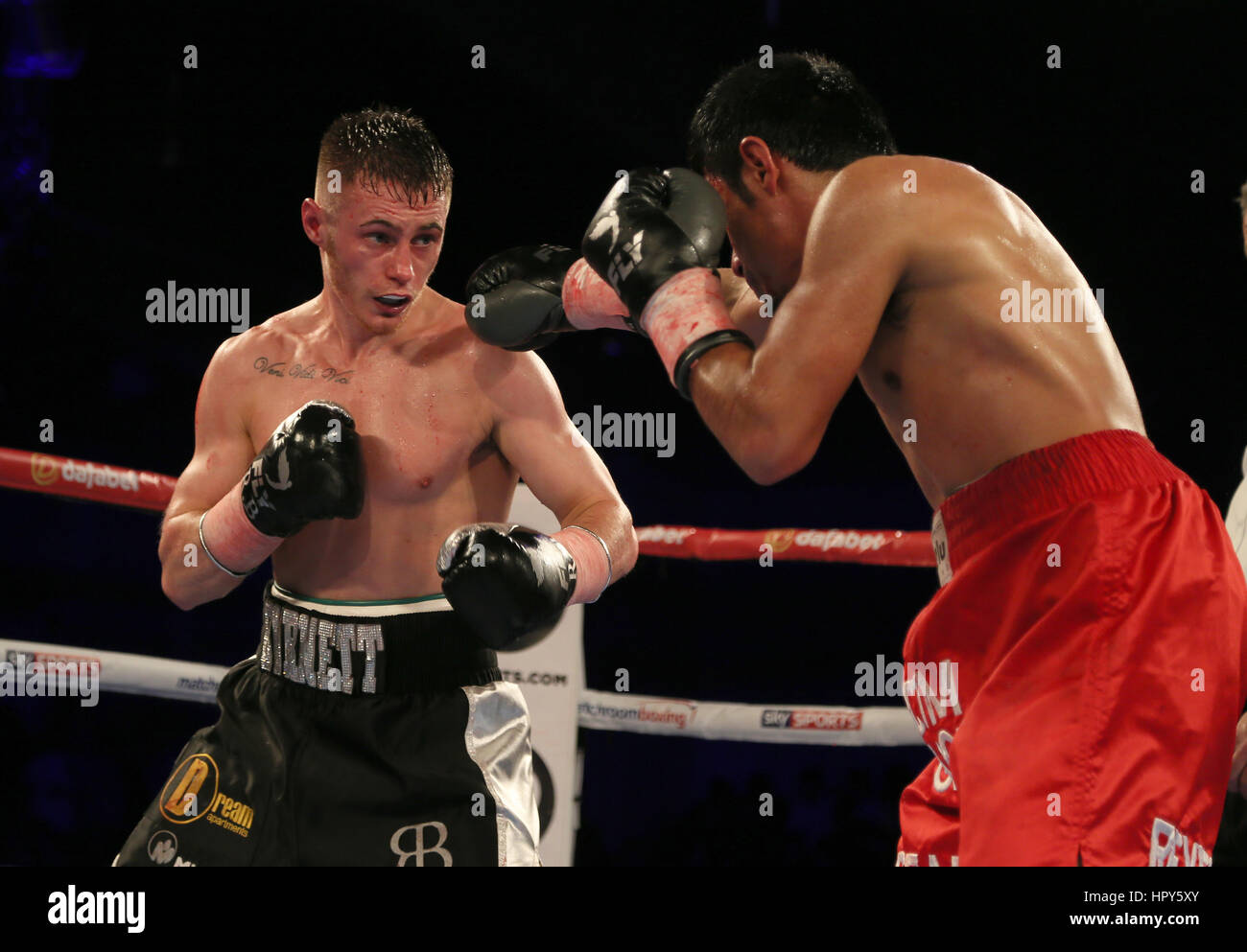Ryan Burnett (left) and Joseafat Reyes during the Bantamweight contest ...
